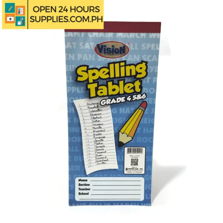 Vision Spelling Tablet Grade 4,5, and 6 40 Leaves 99 mm x 210 mm ...