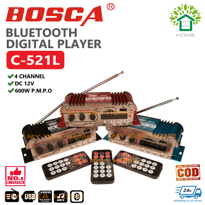 Bosca 600W DC 12V Bluetooth Power Amplifier 4 Channel Output BLACK/RED ...