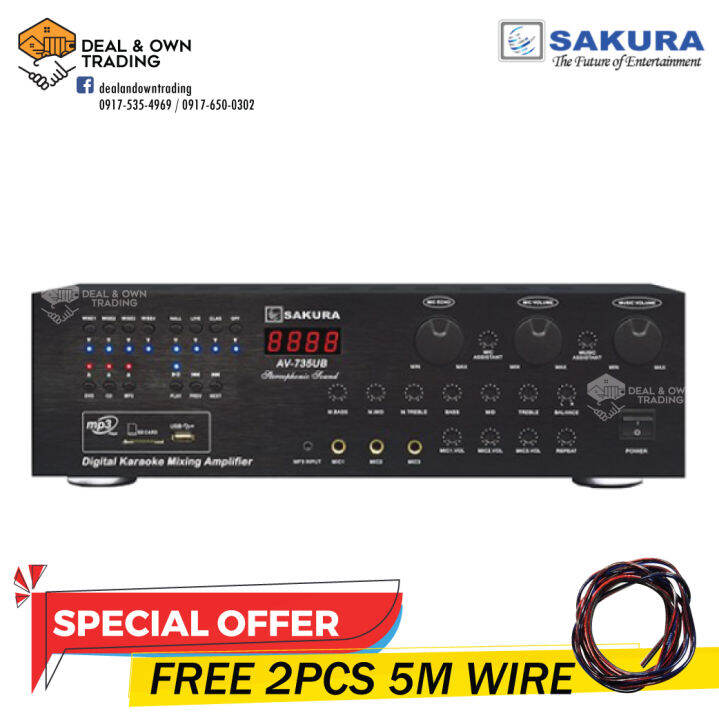 Sakura AV-735UB 700Wx2 8Ohms with BT, USB & SD Amplifier | Lazada PH
