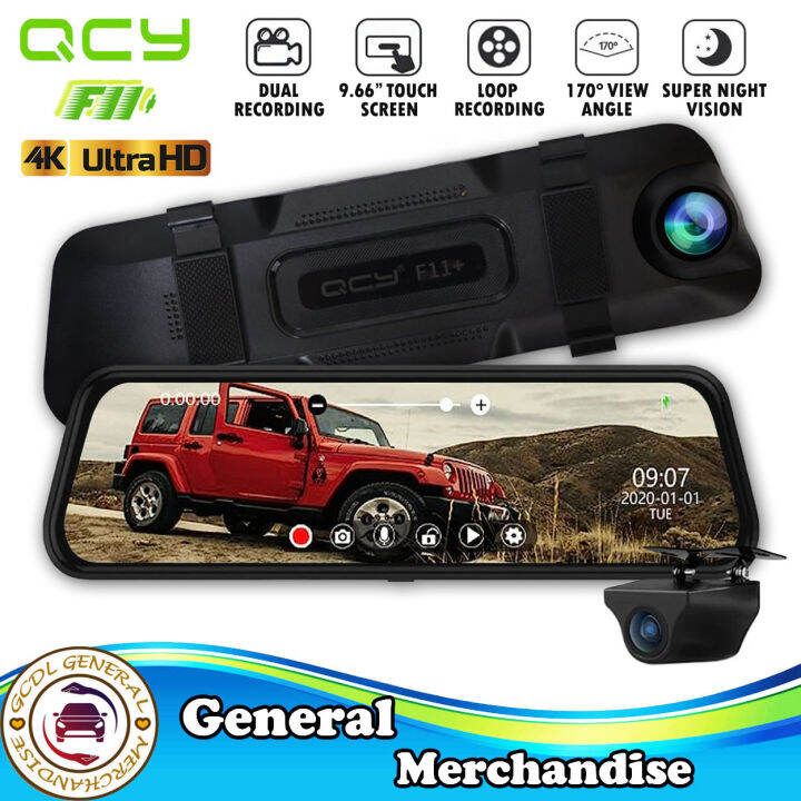 QCY F11+ Ultra HD 4K+1080P 9.66" Touch Screen Quad HD 170° Viewing ...