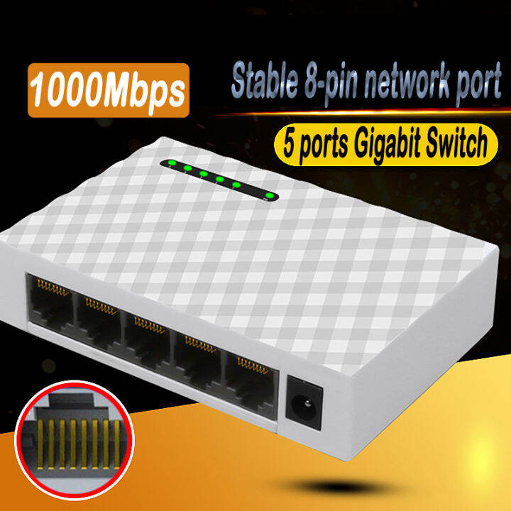 1G Gigabit Network Switch 1000Mbps 5 Port Full Pin Gigabit Switch Fast ...