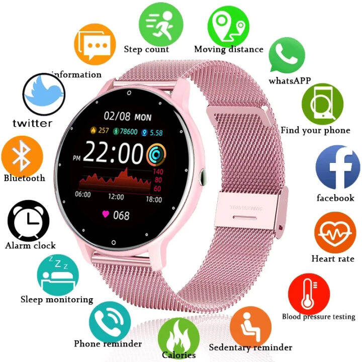 LIGE Fashion Smart Watches For Men Full Touch Screen Heart Rate Blood ...