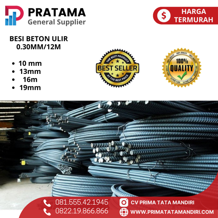 besi beton ulir 10 mm tolerance 30 mm full SNI / surabaya | Lazada ...