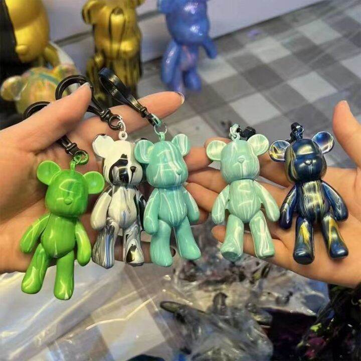 6 Colors DIY Fluid Bear Keychain Handmade Violent Bear Fluid Painting Toys Kids Gift Children ...