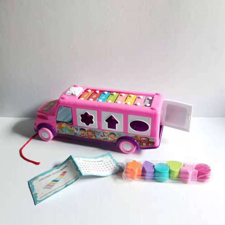 Musical Instrument Baby Toys Push Pull Xylophone Bus Car Toys for Baby ...