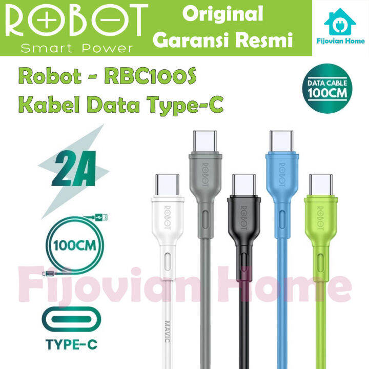 Kabel Data Robot RBC100S Type-C 2.4A 100cm Anti Kusut Full Colors ...