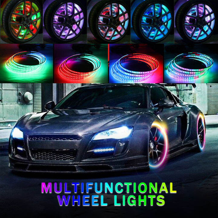 👍【In stock】4x 15.5" LED Wheel Ring Lights IP68 Changing RGB+Chasing ...