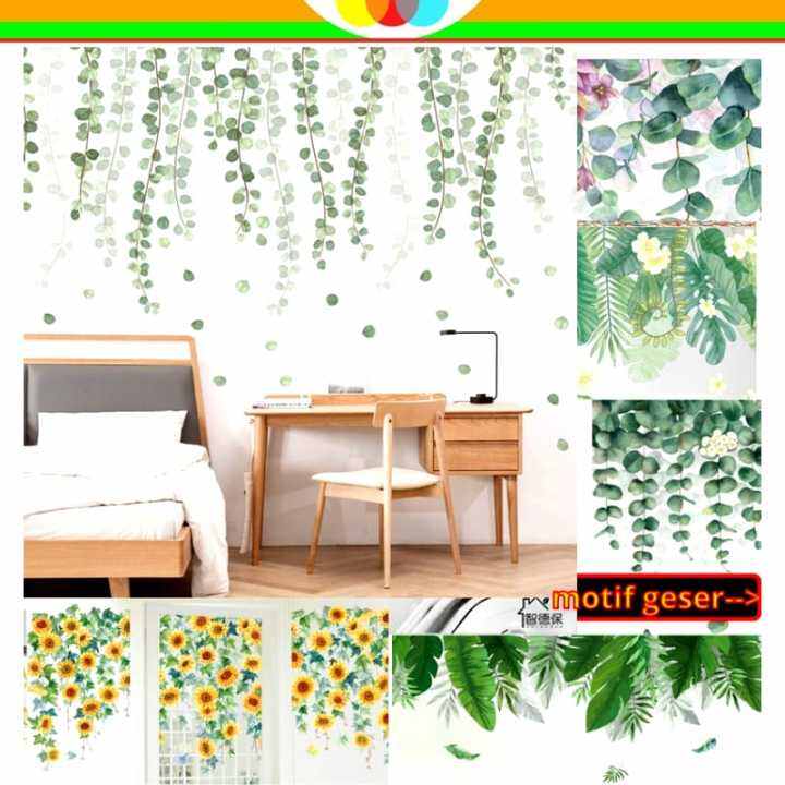 WALL STIKER SETIKER STICKER DINDING SALUR SULUR DAUN POHON JUNTAI BUNGA MATAHARI WALLPAPER ...