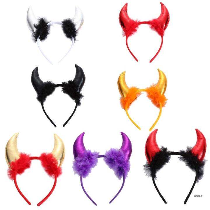 ที่คาดผมแตรขนาดเล็ก Devil Horn Hair Hoop คอสเพลย์ Ox Horn Shape อุปกรณ์ ...