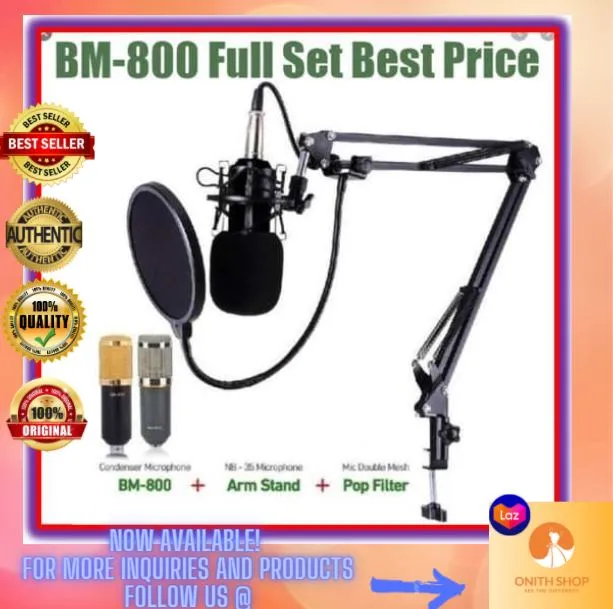 ONITH SHOP ORIGINAL!!!! BM-800 Condenser Microphone Kit With V8 Multifunctional Live Sound Card ...