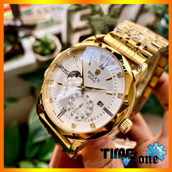 Đồng hồ cơ nam rolex máy nhật, mẫu 2 kim vát mặt sun moon automatic dây