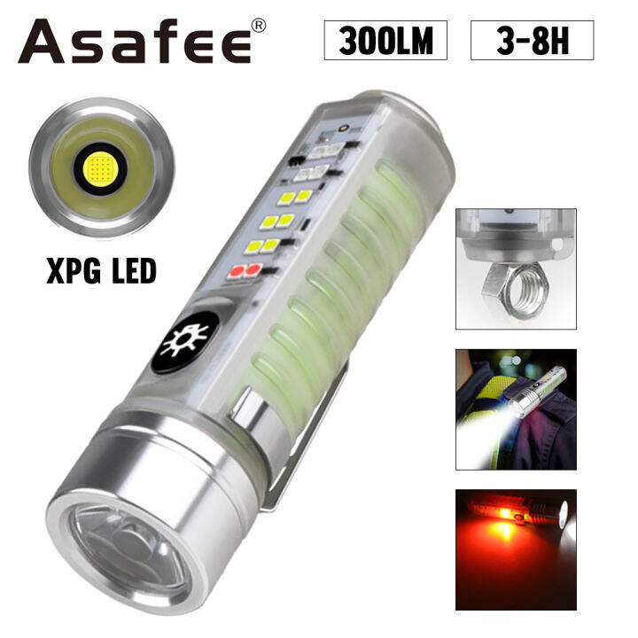 Asafee S22 EDC Mini Flashlight XPG LED 300LM Red Blue UV Light 200 ...