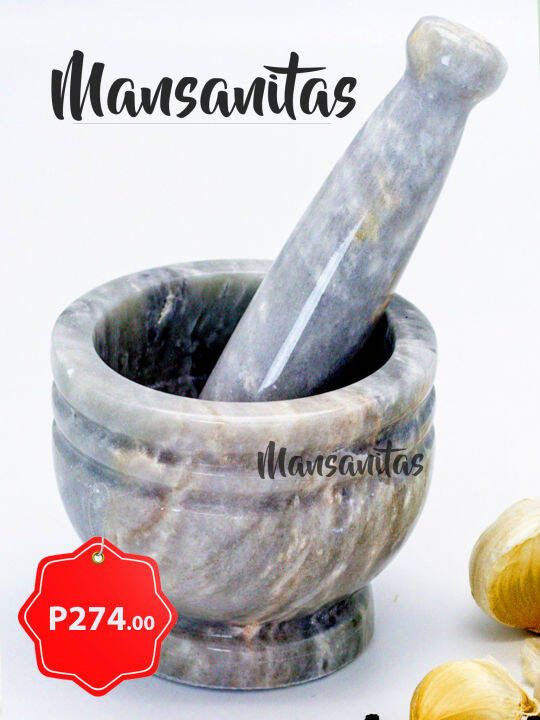 Mansanitas-Mansanas SET Real Authentic Marble Stone Mortar and Pestle ...