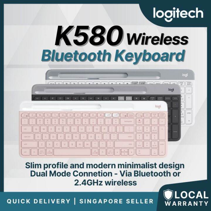 Logitech K580 Slim Multi-Device Wireless Keyboard for Windows- Bluetooth/USB Receiver Easy ...