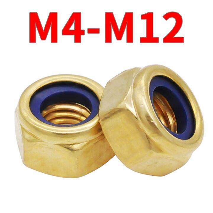 M4 M5 M6 M8 M10 M12 Copper Locknut Hexagon Self Locking Screw Cap Brass ...