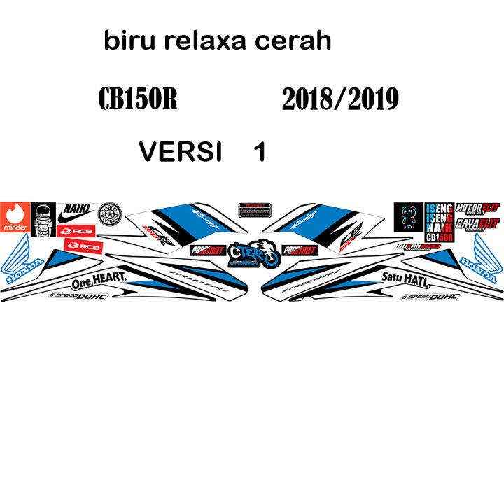 stiker striping honda CB150R 2018-2019 warna biru relaxa cerah | Lazada ...