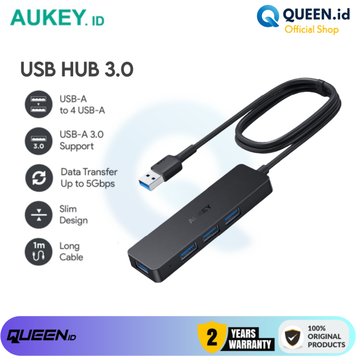 AUKEY CB-H37 USB HUB 3.0 4 PORT USB A TO USB A 1M 100CM 4 PORT Unity Series | Lazada Indonesia