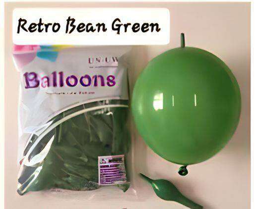(10 inch) RETRO BEAN GREEN Link /Chain Balloons (10 pcs per pack ...