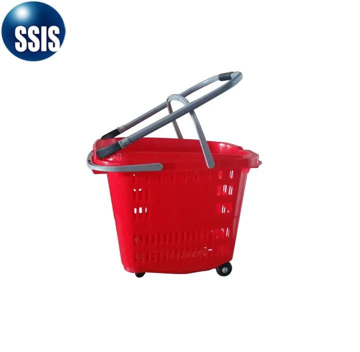 Shopping Basket Trolley Cart W/ Foldable Handle (Red) | Lazada PH