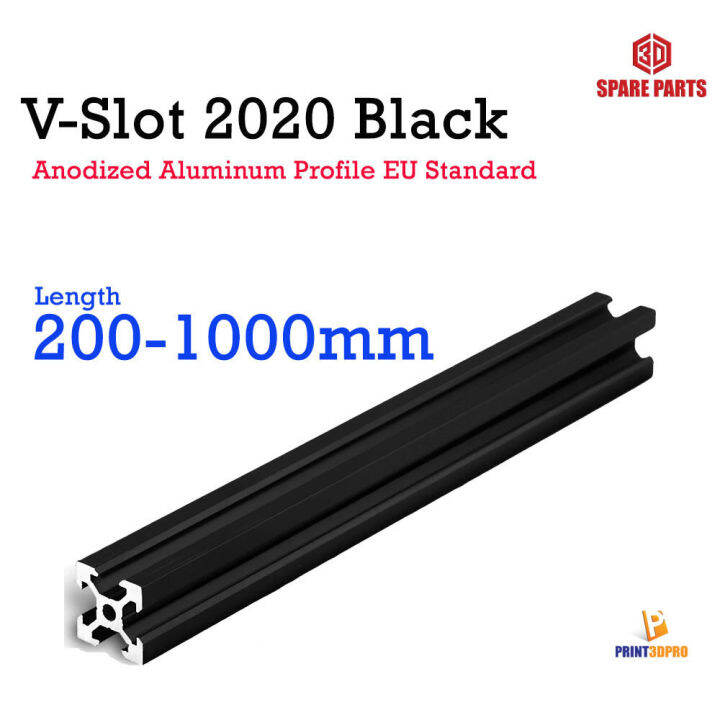 V-slot 2020 Black Aluminum Profile EU Standard Extrusion 200-1000mm ...
