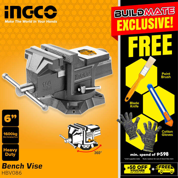 INGCO Anvil Bench Vice 6" Inch 150mm With Cast Iron Gato Bench Vise ...