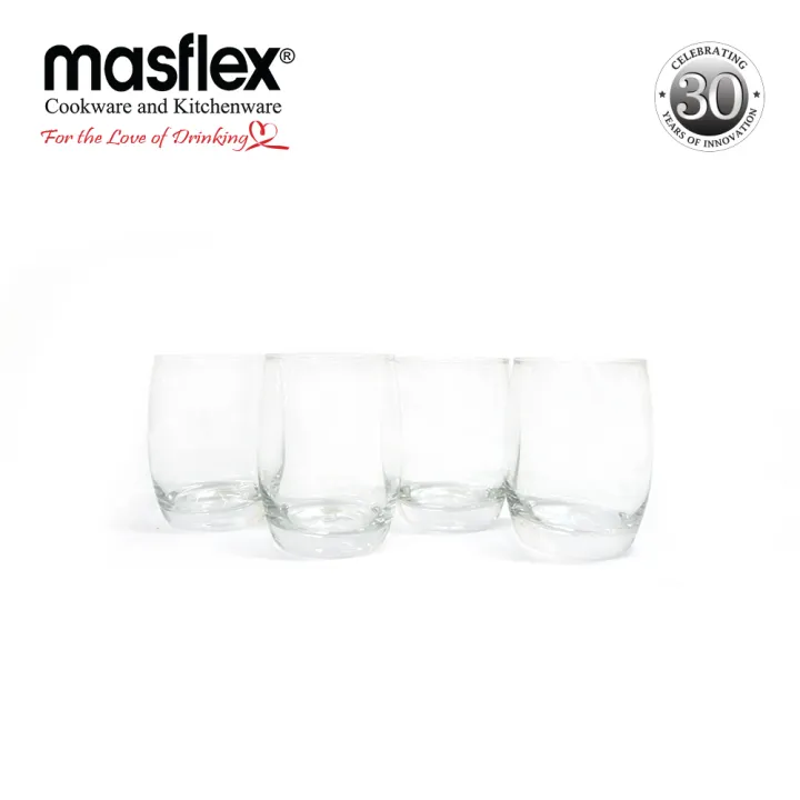 Masflex 350 ml / 12 oz 4 Piece Glenn Rock Whisky Glass L 7.4 cm x W 6.2 ...