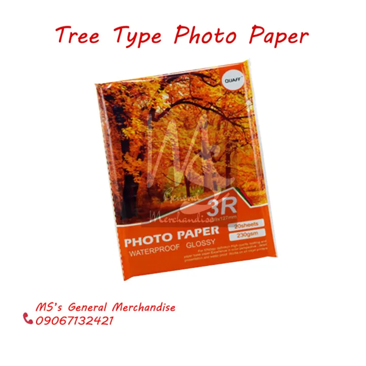 Quaff Glossy Tree Type Photo Paper 230gsm 3R Size (20 sheets) | Lazada PH