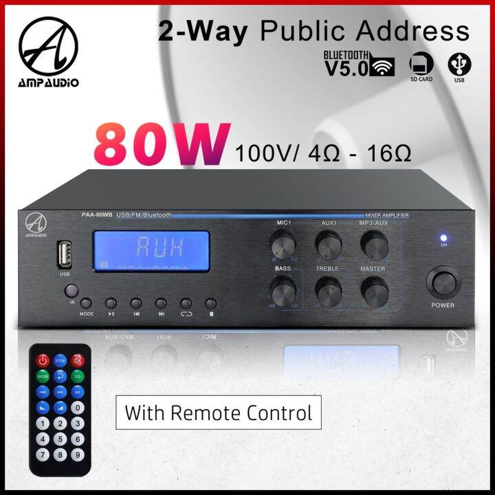 AmpAudio 80W Public Address Amplifier With Bluetooth USB Amplifier | Lazada