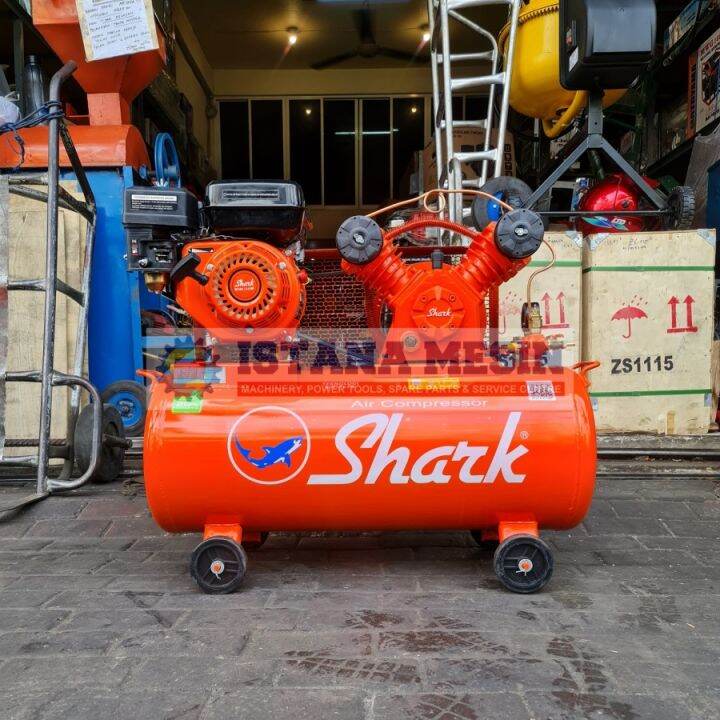 KOMPRESSOR 2 PISTON SHARK 1HP COMPLETE MESIN BENSIN 5.5PK | Lazada Indonesia