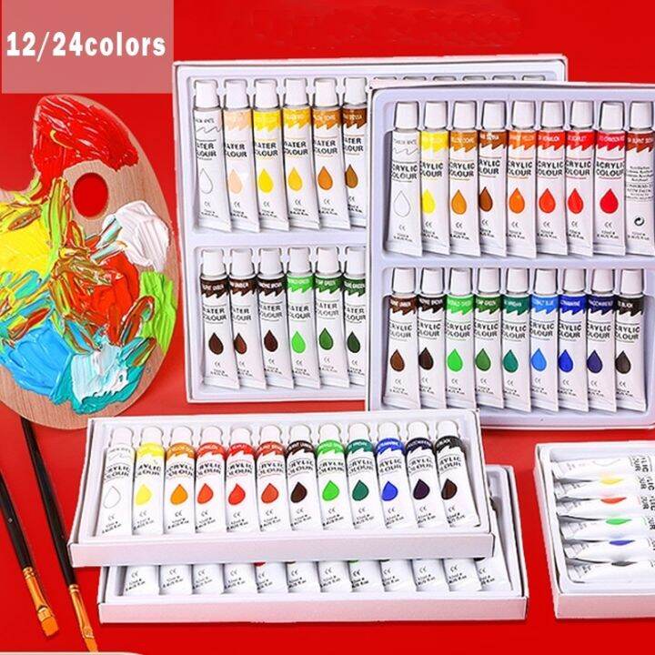 ins recommend 12ml Acrylic /Watercolor/Oil Color Paint Set 12/24 Color ...