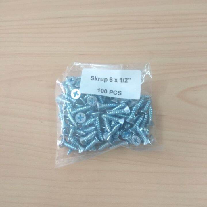 Skrup 1 cm Bungkus 6 x 1/2" ( 100 pcs ) MOON LION / Skrup Kayu Putih ...