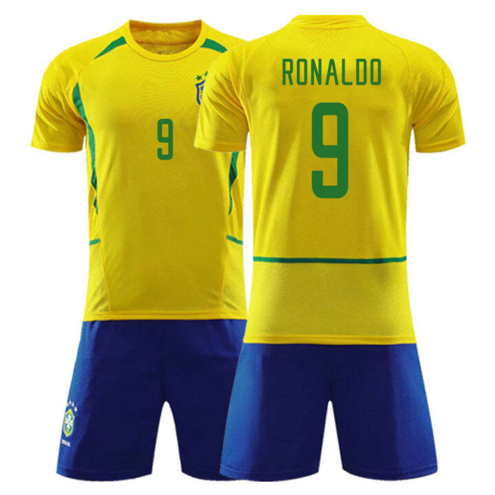 Brazil national team jerseys retro 2002 World Cup champion Ronaldo No.9 ...