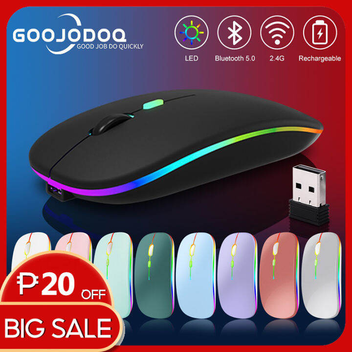 GOOJODOQ Wireless Mouse Rechargeable Bluetooth Mouse for Laptop ...