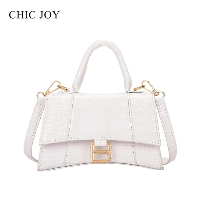 Cjoy กระเป๋าถือ กระเป๋าผู้หญิงลำลองสะพายไหล่กระเป๋าทรงสี่เหลี่ยมเล็กลายจระเข้สีดำ Th