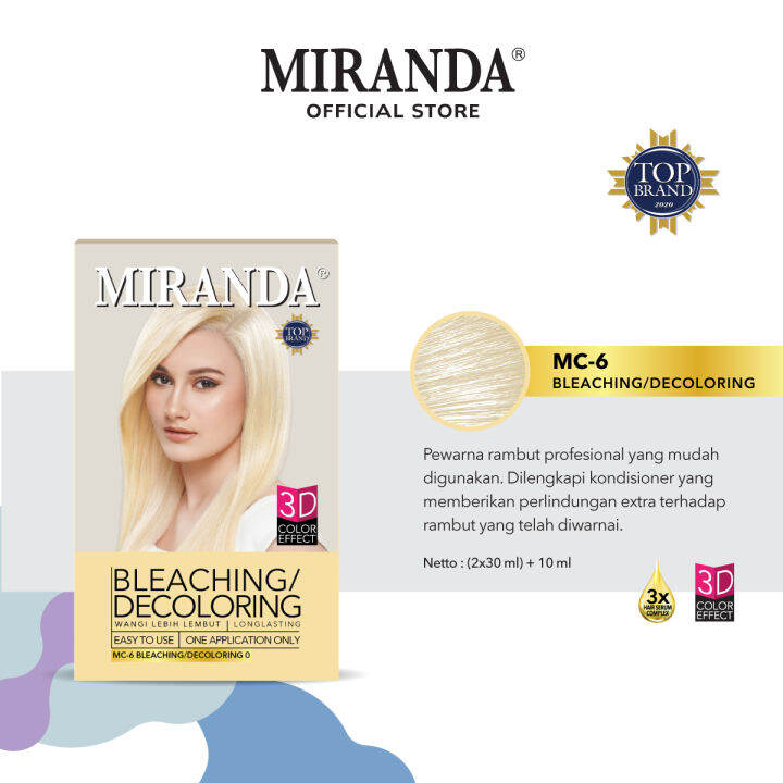 Miranda Hair Color (Cat Rambut Permanen) MC6 Bleaching 30ml | Lazada Indonesia