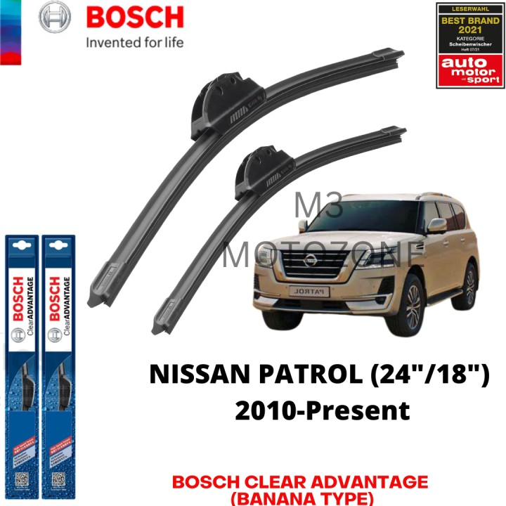 Bosch Clear Advantage Wiper Blade set for Nissan Patrol 2010-Present (24"/18") | Lazada PH