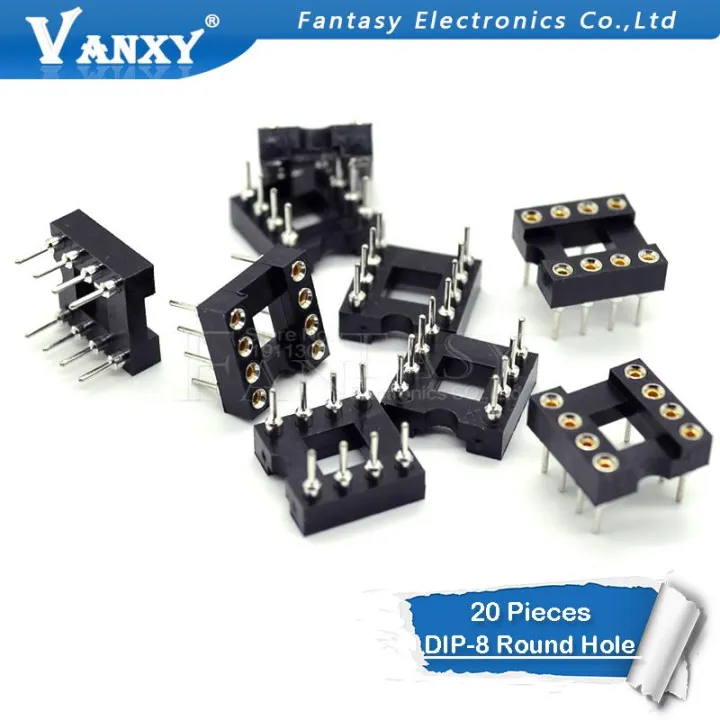 20Pcs DIP-8รอบหลุม8 Pins 2.54MM DIP DIP8ซ็อกเก็ต IC อะแดปเตอร์ประเภท8 ...