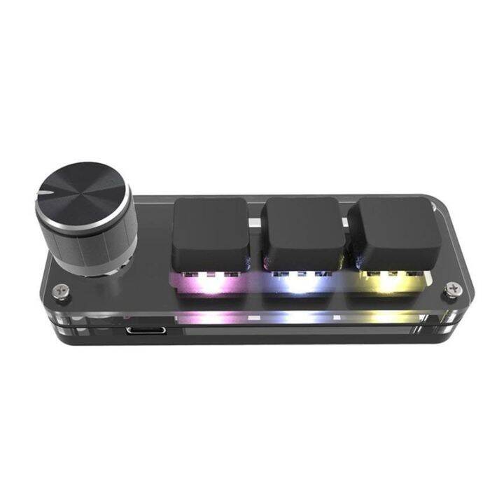 3 Keys Knob RGB Gaming Keyboard Programming Keypad Mini Mechanical Keyboard Custom Keyboard ...