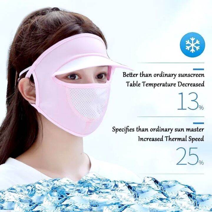 Summer Outdoor Sun Hat Cover Face Protection Mask Silk Forehead ...