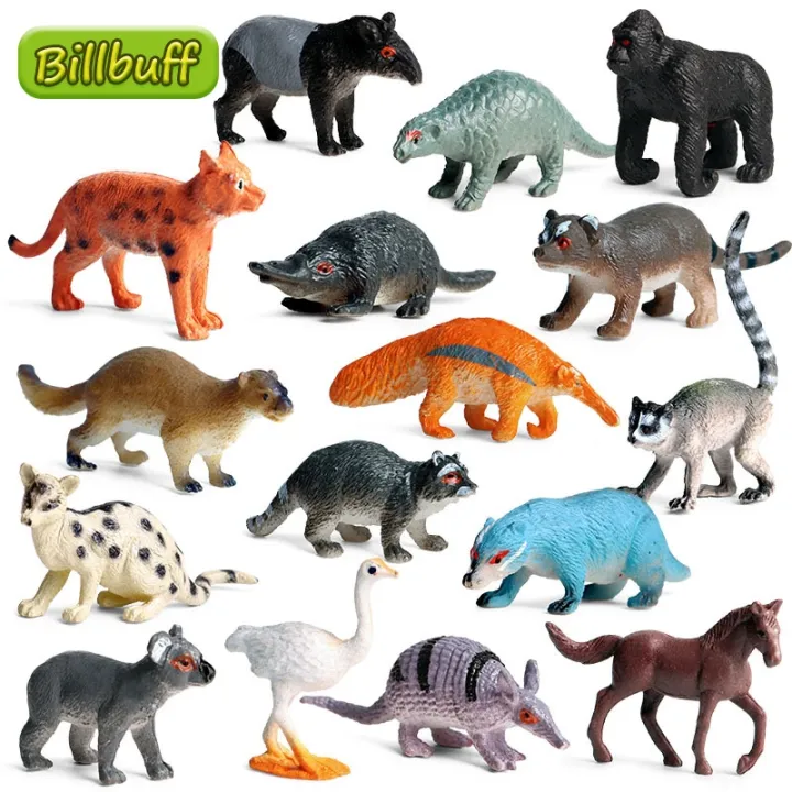 16Pcs Animal Models Orangutan Anteater Ostrich Koala Raccoon Horse ...