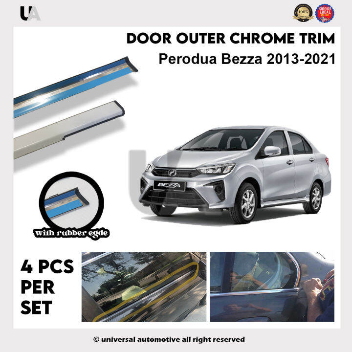 4X Perodua Bezza Door Glass Outer Moulding Window Chrome Trim Pintu ...