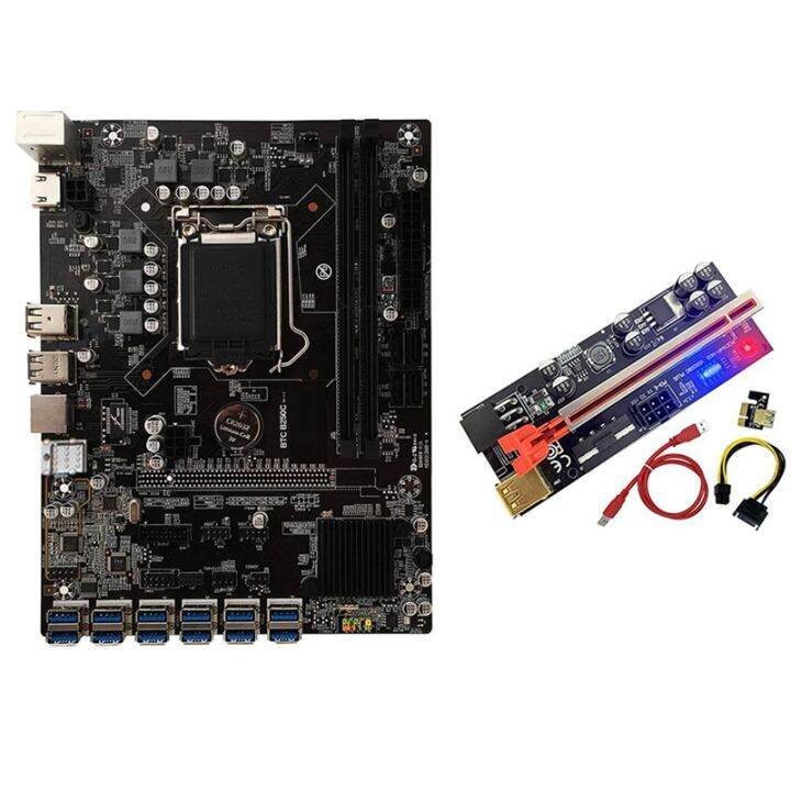 B250C BTC Miner Motherboard+009S Plus Riser Card 3 In 1 with Light ...