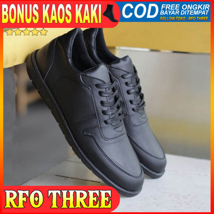 Sepatu Formal Pria Sepatu Sneakers Pria Hitam Tali Kerja Kantor Kuliah Fashion Original Kulit ...