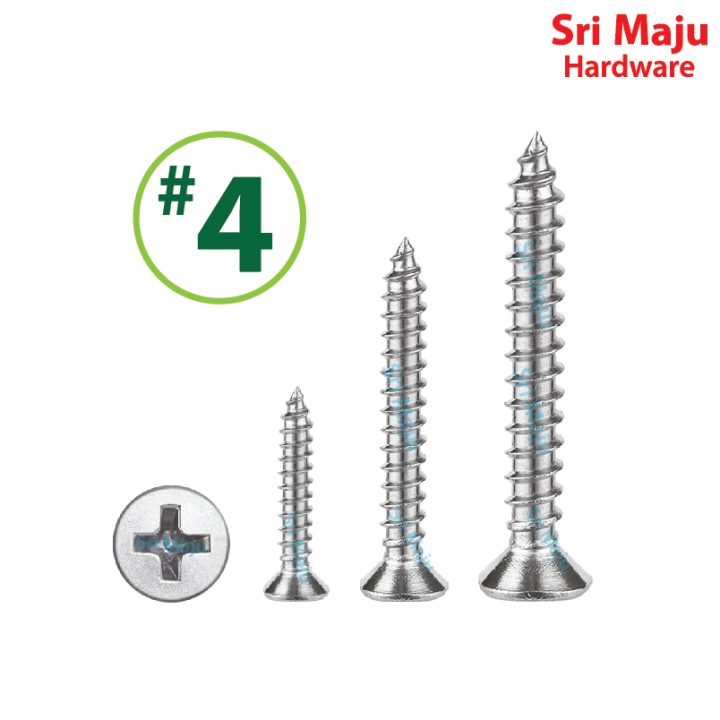 MAJU Quality ST-Flat04 #4 Self Tapping Screw Flat Head Counter Sunk for ...