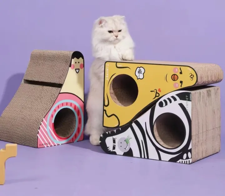 Cat Scratcher Pad Scratching Ramp Corrugated Cardboard with Bell Balls ...