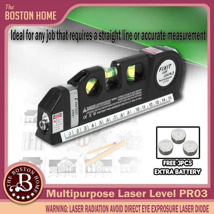 Original Multipurpose Laser Level PR03 laser measure Line 8ft+ Measure Tape Ruler Adjusted ...