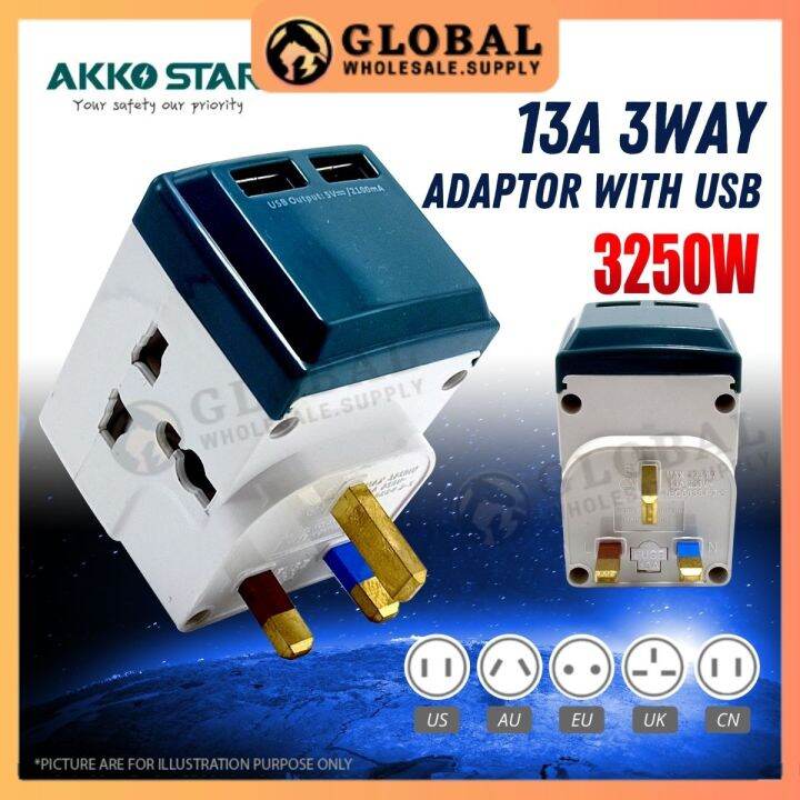 3PIN USB Slot Universal Adapter Travel China Converter UK Plug To EU ...