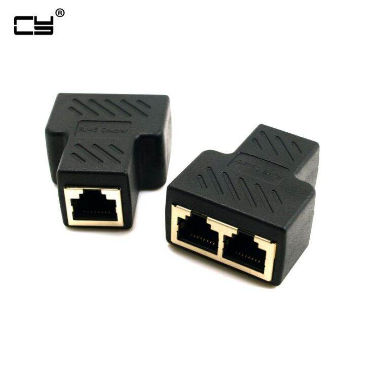 1 To 2 Ways RJ45 LAN Ethernet Network Cable Female Splitter Connector ...