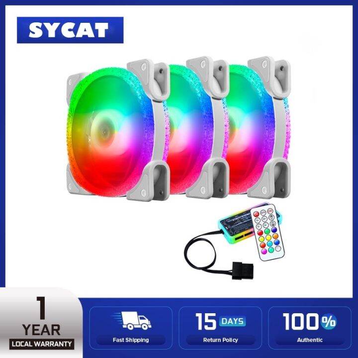 【Hot sale】 New SYCAT S14 6 PIN RGB FAN PC Case FAN 120mm 3 in 1 Kit LED ...