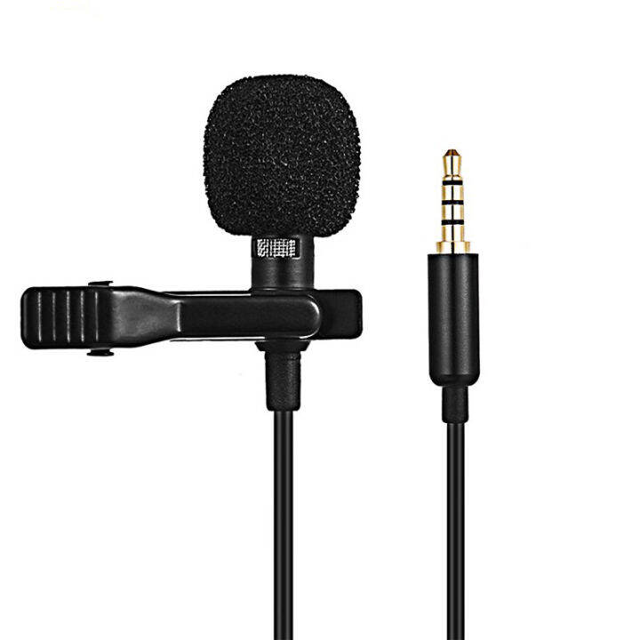 Portable 1.5m Mini Lapel Microphone Condenser Clip-on Lavalier Mic ...